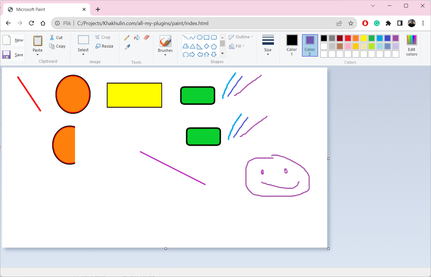 Microsoft Paint simulator plugin using JavaScript, jQuery and CSS